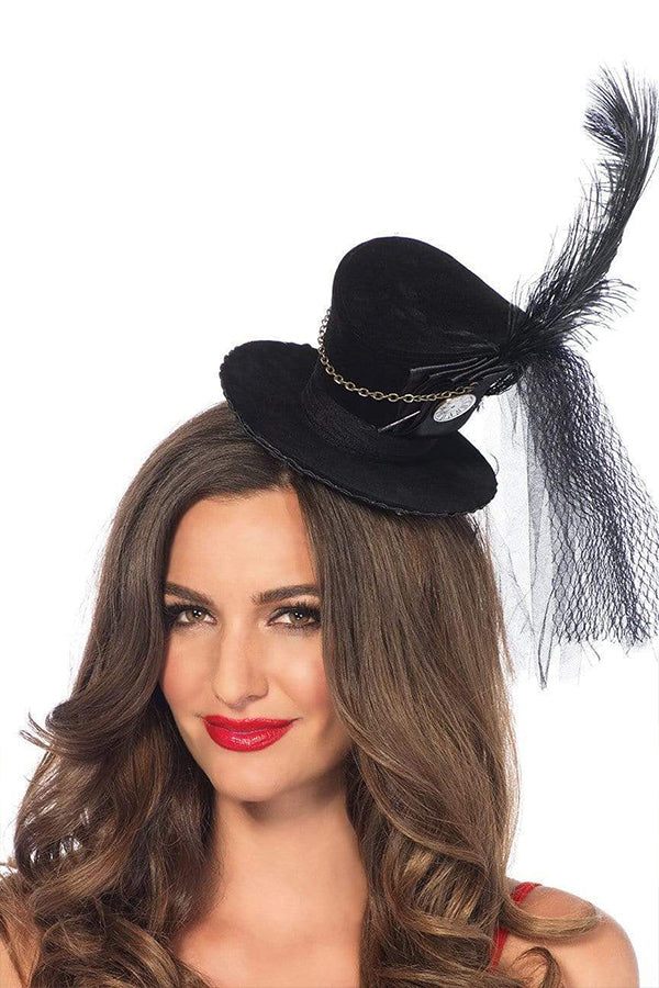 Steampunk Velvet Mini Top Hat With Chains – Donna di Capri